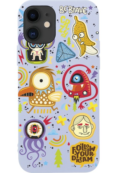 Rupti Apple İphone 12 Lila Be Brave Tasarımlı Lansman Kılıf