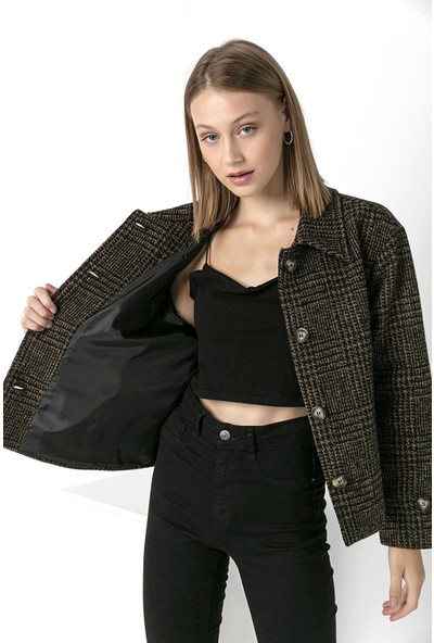 Kadın Haki Astarlı Kaşe Kaban Kadın Haki Astarlı Kaşe Kaban