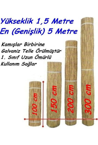 Ersa Hediyelik 1.5-5 Metre Galvaniz Bakır Telli Hasır Kamış Bahçe Çiti Bambu Çit