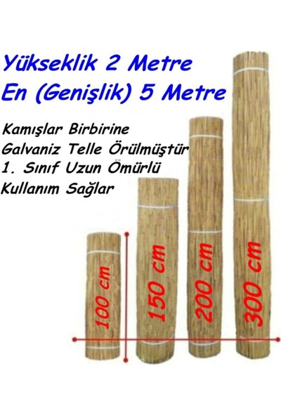 Ersa Hediyelik 2-5 Metre Galvaniz Bakır Telli Hasır Kamış Bahçe Çiti Bambu Çit
