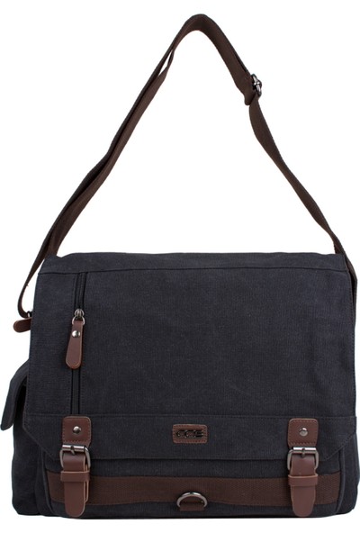 Ççs Kanvas Çok Gözlü Erkek Postacı Çantası Siyah