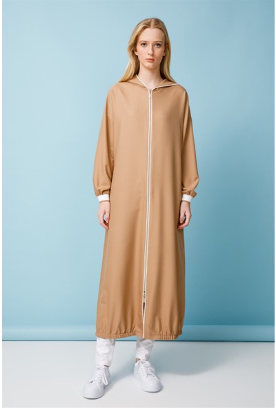 Micca Biyeli Hafif Rahat ve Zor Kırışan Kumaştan Kapüşonlu Kap-Camel Micca Biyeli Hafif Rahat ve Zor Kırışan Kumaştan Kapüşonlu Kap-Camel