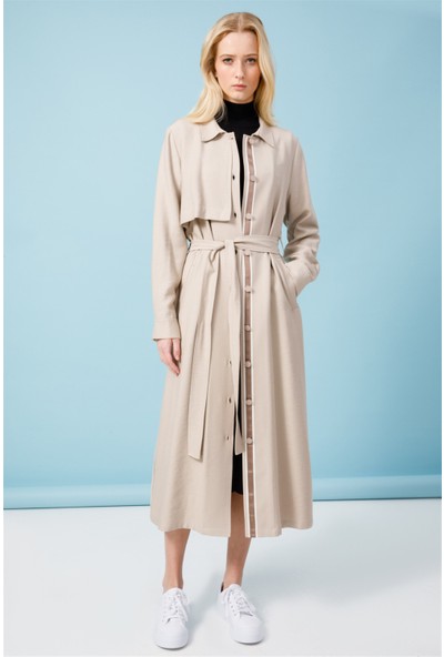 Micca Aller Rüzgarlıklı Doğal Viskon Içerikli Spor Çizgi Detaylı Tam Boy Spor Kap-Taş