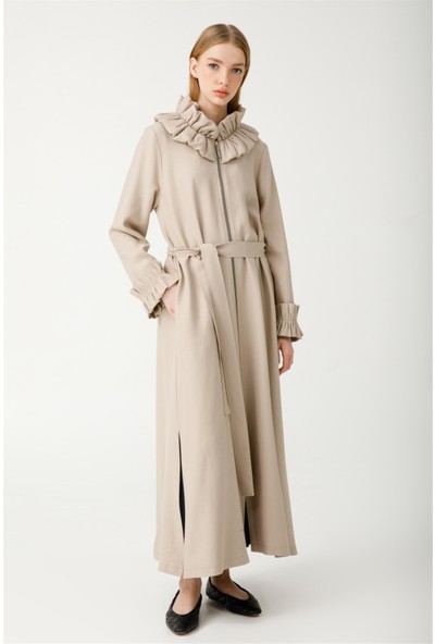 Micca Matmazel Yaka Viskon Dökümlü Doğal Kumaştan Elit Kap-Taş