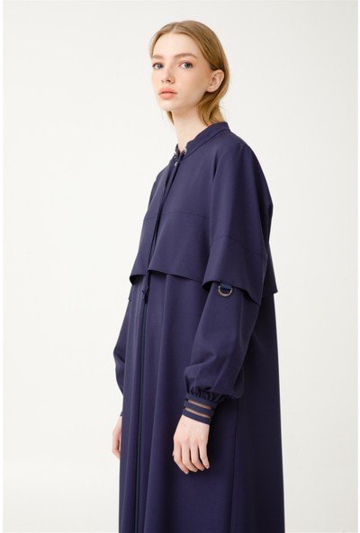 Micca Aller Parçalı Kolları Ribanalı Hafif ve Zor Kırışan Kumaştan Tam Boy Spor Kap-Laci