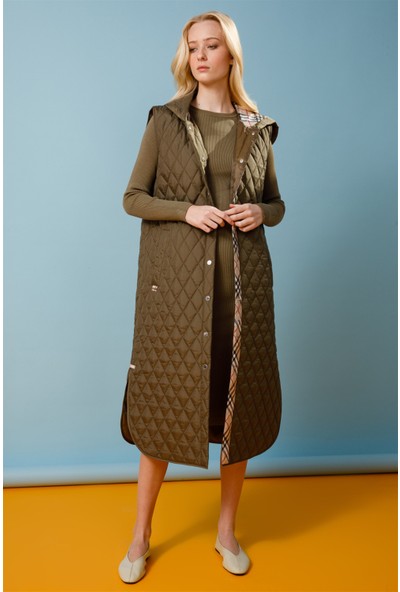 Micca Unique Garni Detaylı Kapitone Uzun Tüm Zamanlar Için Spor Yelek-Haki Micca Unique Garni Detaylı Kapitone Uzun Tüm Zamanlar Için Spor Yelek-Haki