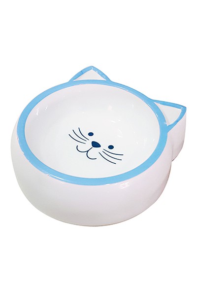 Melamin Mama Kabı Kedi Suratı Şeklinde Mavi 210 ml