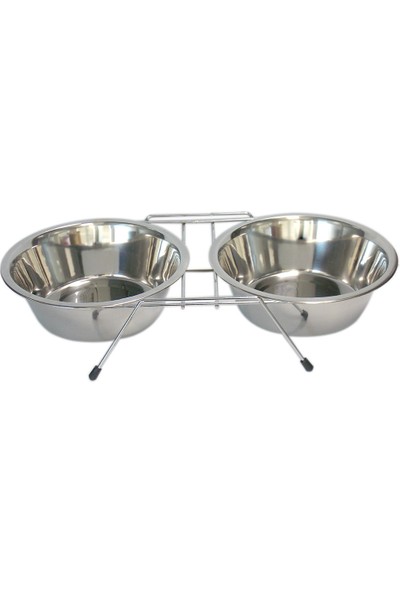 Tommy Tel Ayaklı Ikili Çelik Mama Kabı 80 Oz