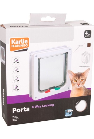 Karlıe 4 Yön Kilitli Kedi Kapısı 19,2X20CM Beyaz