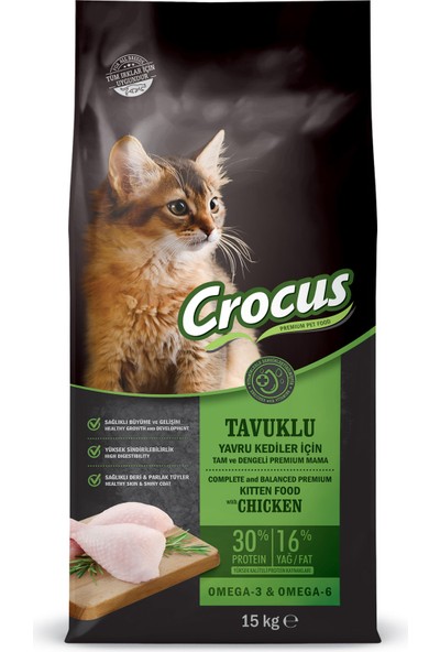 Crocus Tavuk Etli Yavru Kedi Maması 15 kg Crocus Tavuk Etli Yavru Kedi Maması 15 kg