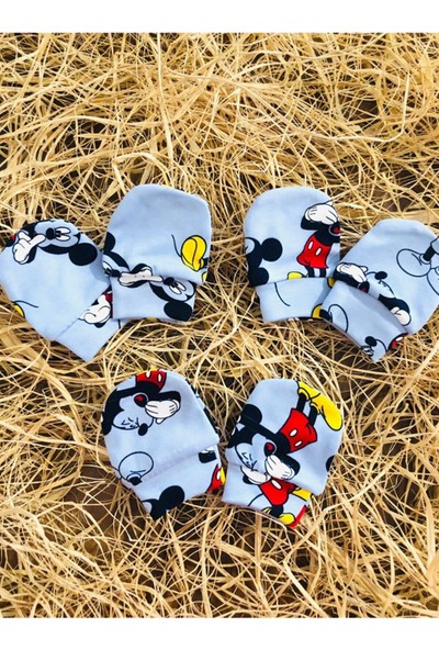Fuar Bebe Yeni Doğan Mavi Renk Mickey Mouse Baskılı Bebek Eldiveni 3lü Fuar Bebe Yeni Doğan Mavi Renk Mickey Mouse Baskılı Bebek Eldiveni 3lü