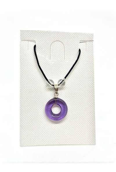 Hediye Kutusu Ametist Doğaltaş Mor Halka Kolye