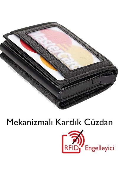 Adelina Bags Erkek Deri Mekanizmalı Kızaklı Otomatik Kartlık Cüzdan Adelina Bags Erkek Deri Mekanizmalı Kızaklı Otomatik Kartlık Cüzdan