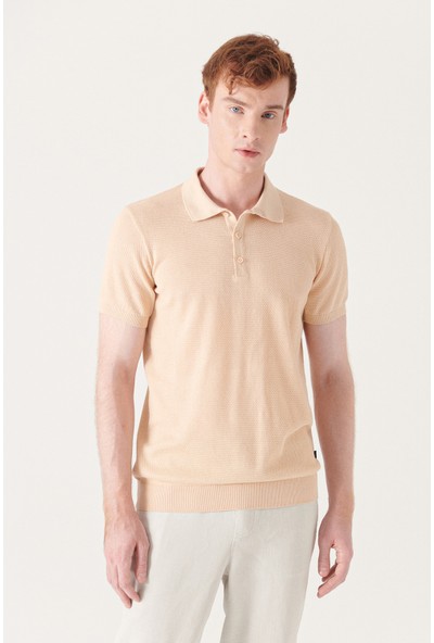 Avva Erkek Bej Polo Yaka Jakarlı Kazak E005009