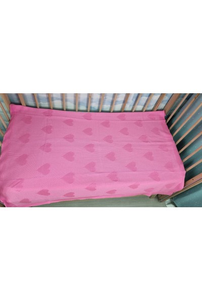 Taç Bebek Çocuk Örgü Battaniye Pembe Kalp Desenli 80X120 cm Taç Bebek Çocuk Örgü Battaniye Pembe Kalp Desenli 80X120 cm