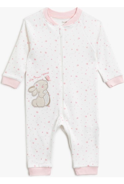 Koton Kız Bebek Bebetto Fermuarlı Tulum Uzun Kollu Pamuklu