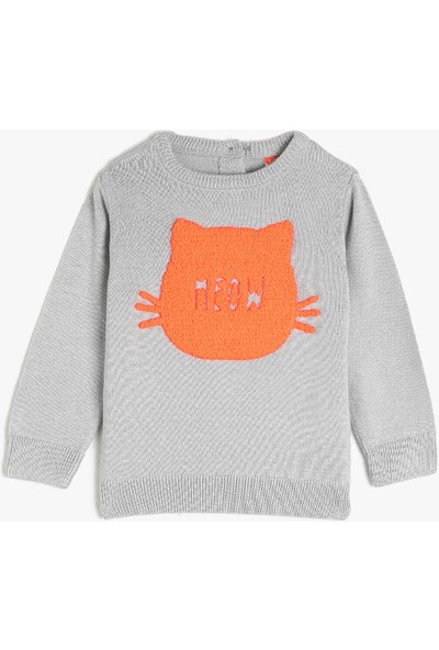 Koton Pamuklu Baskılı Bisiklet Yaka Triko Kazak