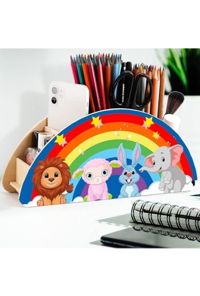 Notpa Ahşap Sevimli Hayvanlar Gökkuşağı Kalemlik Çocuklar Için Masaüstü Kalemlik Kalem Kutusu Organizer Notpa Ahşap Sevimli Hayvanlar Gökkuşağı Kalemlik Çocuklar Için Masaüstü Kalemlik Kalem Kutusu Organizer
