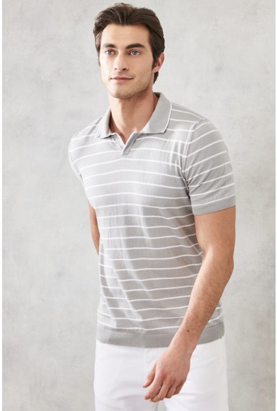 Altınyıldız Classics Standart Fit Polo Yaka %100 Pamuk Çizgili Triko Tişört Altınyıldız Classics Standart Fit Polo Yaka %100 Pamuk Çizgili Triko Tişört