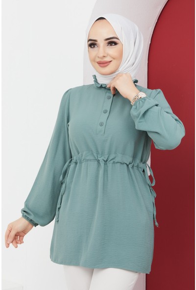 İmaj Butik Beli Büzgü Detaylı Tesettür Tunik/mint