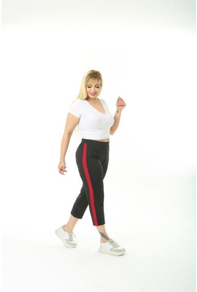 Büyük Bedenim Yanı Bordo Detaylı Kapri Büyük Bedenim Yanı Bordo Detaylı Kapri