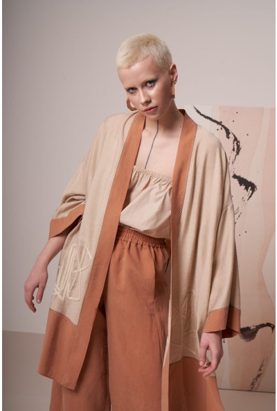 Yeşim Özcan Fermuarlı Cepli Pantolon Kiremit