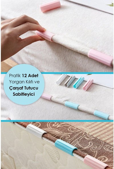 ZeytStore Yatak Yorgan Nevresim Çarşaf Tutucu Sabitleyici ve Düzenleyici Klips 24 Li