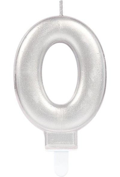 0 Rakamı Mum Gümüş Renk-