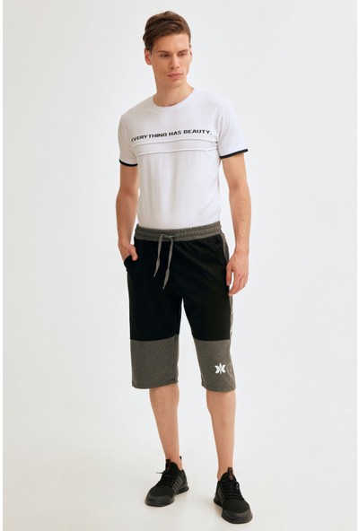 FullaModa Yanları Baskılı Renk Bloklu Kapri