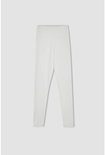 Defacto Fit Yüksek Bel Parlak Kumaş Yan Parça Detaylı Bilek Boy Sporcu TAYT X7747AZ22SM