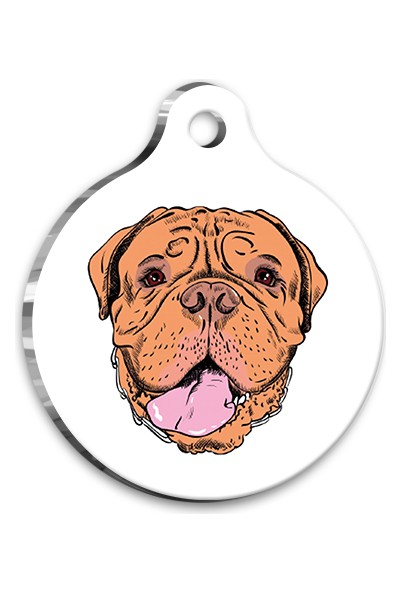 Xnews Illüstrasyon French Mastiff Yuvarlak Köpek Künyesi-Zoo