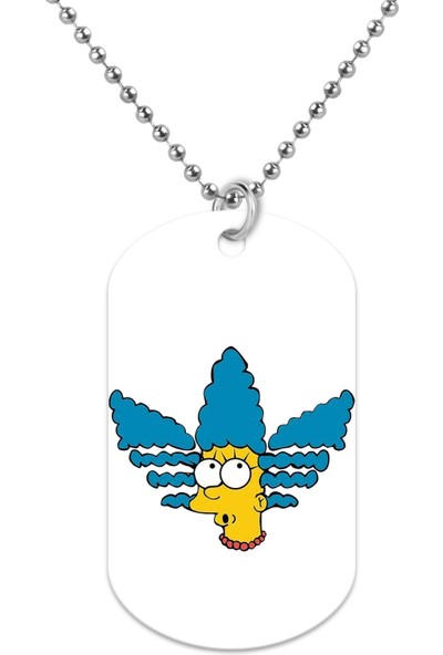 Rowalsi Marge Simpson Baskılı Gümüş Zincirli Künye/kolye YTKTRD1221