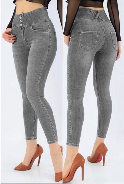 Rengamoda Yüksek Bel Likralı Jean Pantolon Rengamoda Yüksek Bel Likralı Jean Pantolon