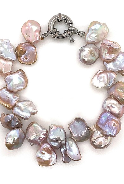 Zümrüt Kuyumculuk BIRINCI1926 925 Ayar Gümüş Çok Renkli Küçük Barok Inci Bileklik