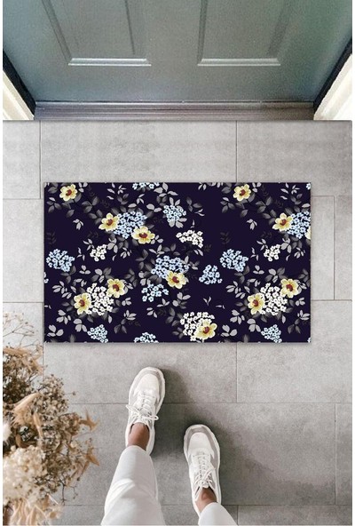 Anl Company Lacivert Kapı Önü Paspası Minik Çiçekler Desen PS854 Anl Company Lacivert Kapı Önü Paspası Minik Çiçekler Desen PS854