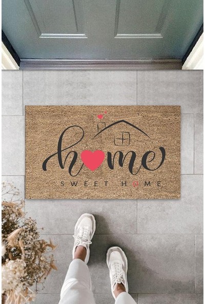 Anl Company Dijital Home Sweet Home Kalpli Kahverengi Kapı Paspası Dış Mekan Paspas PS980 Anl Company Dijital Home Sweet Home Kalpli Kahverengi Kapı Paspası Dış Mekan Paspas PS980