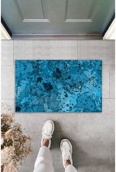 Anl Company Dekoratif Dijital Baskı Mavi Batik Dış Mekan Paspas PS1168