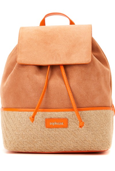 Turuncu Kadın Süet Sırt Çantası