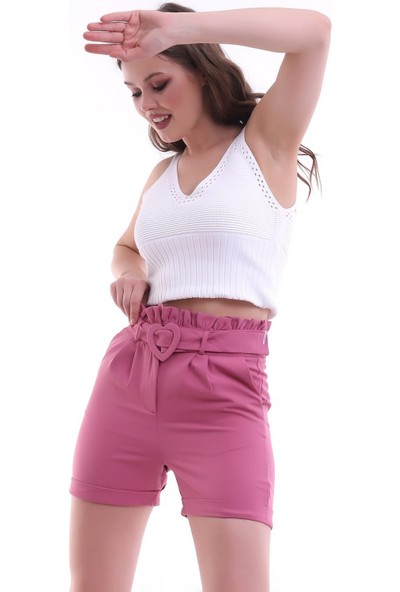 Dabıl Kemerli Pembe Şort