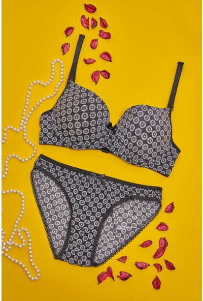 Mite Love Mitelove Sütyen Takım Desenli Kadın Iç Giyim Gri