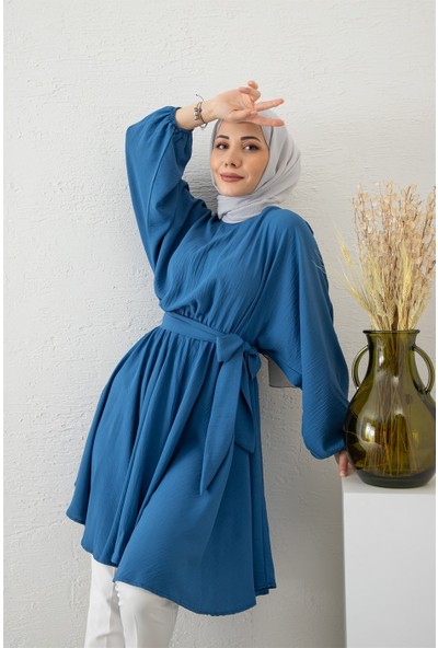 Modaala Kırınkıl Salaş Tunik Mavi Modaala Kırınkıl Salaş Tunik Mavi