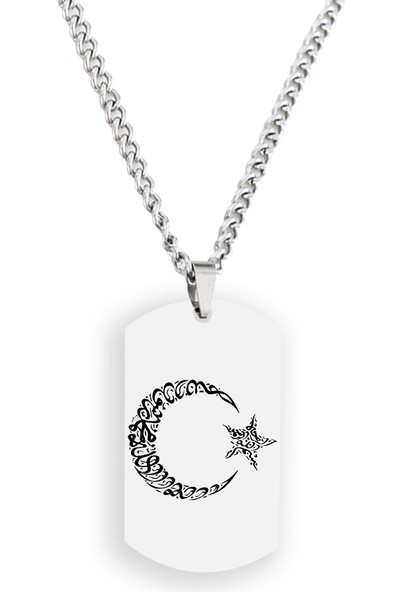 Rowalsi Motifli-Ay-Yıldız Baskılı Künye/kolye YTKTRD567