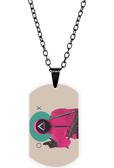 Squid Game Baskılı Siyah Künye TYT1272 Squid Game Baskılı Siyah Künye TYT1272