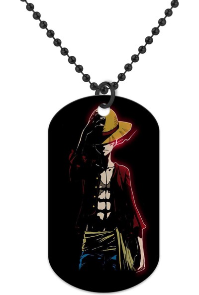 Monkey D. Luffy Baskılı Siyah Zincirli Künye/kolye TYT1688 Monkey D. Luffy Baskılı Siyah Zincirli Künye/kolye TYT1688