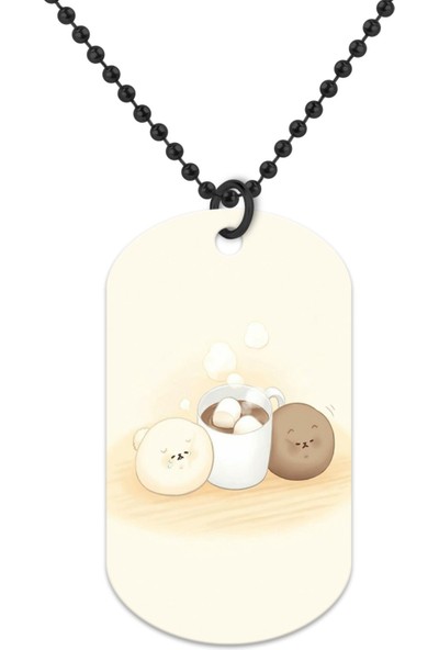 White Chocolate Baskılı Siyah Zincirli Künye/kolye TYT1865