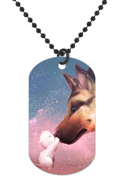 Dog And Cat Baskılı Siyah Zincirli Künye/kolye TYT1535