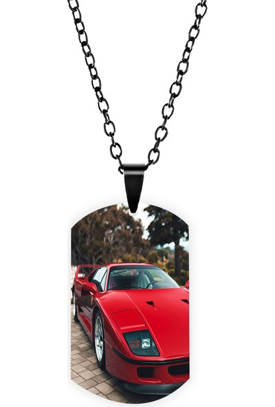 Rowalsi Ferrari F40 Baskılı Siyah Künye TYT305 Rowalsi Ferrari F40 Baskılı Siyah Künye TYT305