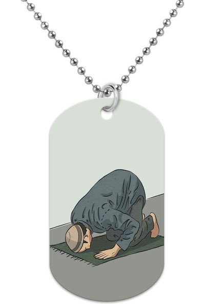 Namaz Kılan Adam Baskılı Gümüş Zincirli Künye/kolye TYT1701