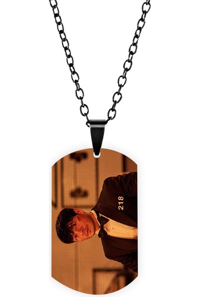 Squid Game Baskılı Siyah Künye TYT1284