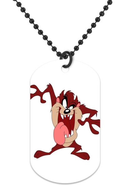 Tazmanya Canavarı Baskılı Siyah Zincirli Künye/kolye TYT1827